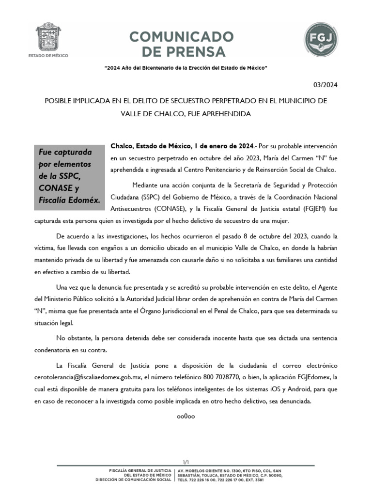 Comunicado 03 2024 | PDF | Secuestro | México