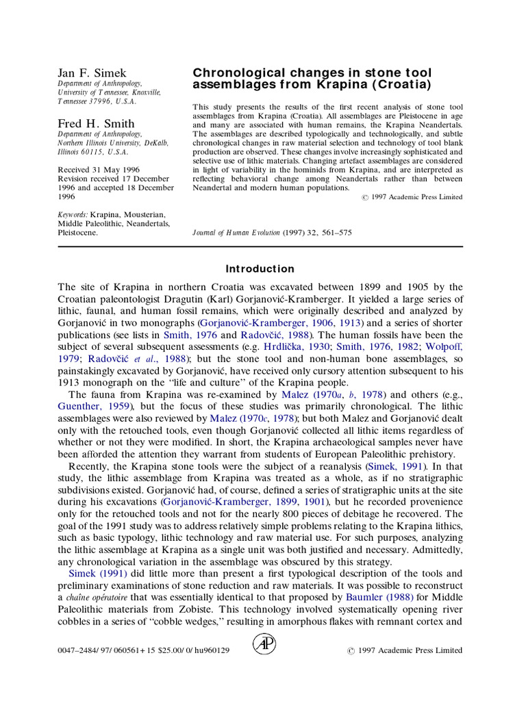 Chronological Changes in Stone Tool Assemblage | PDF | Neanderthal ...