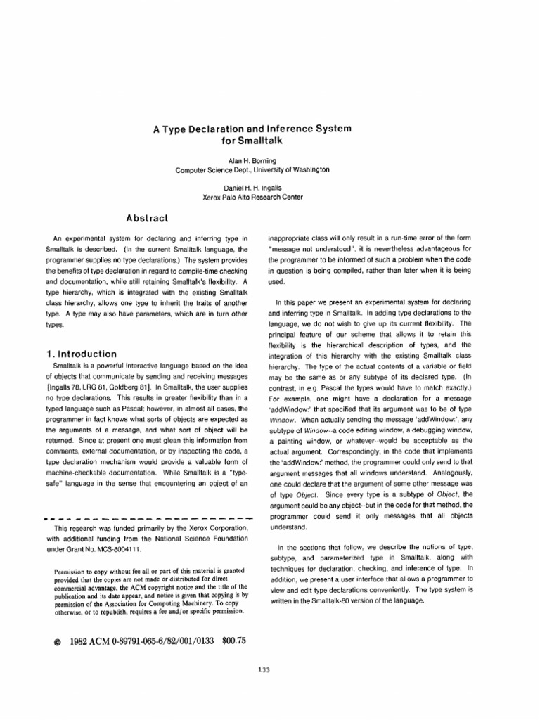Type Decl Inference Smalltalk | PDF | Class (Computer Programming) | Parameter (Computer ...
