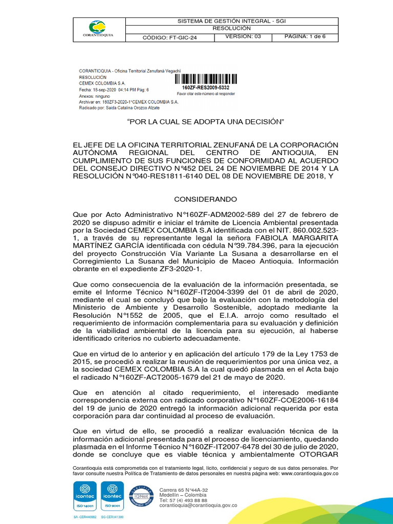 Sistema de Gestión Integral - Sgi Resolución Código: Ft-Gic-24 Versión ...