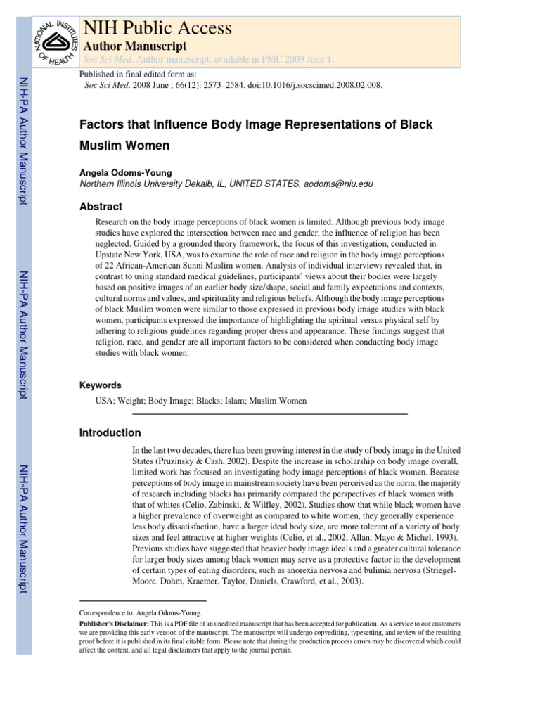 Factors That Influence Body Image Representations of Black Muslim Women ...