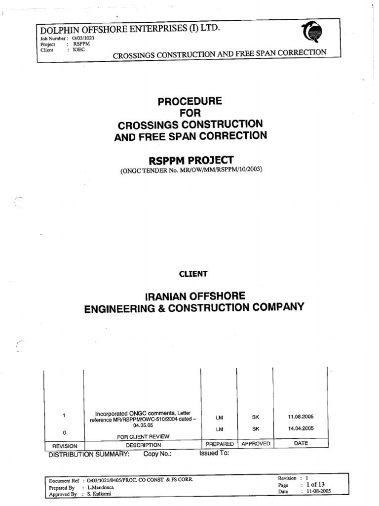 Procedure For Crossings Construction and Free Span Correction | PDF
