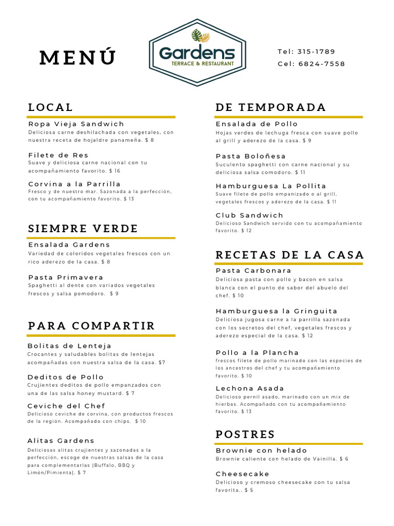 Menu Espanol | PDF | filete | Alimentos