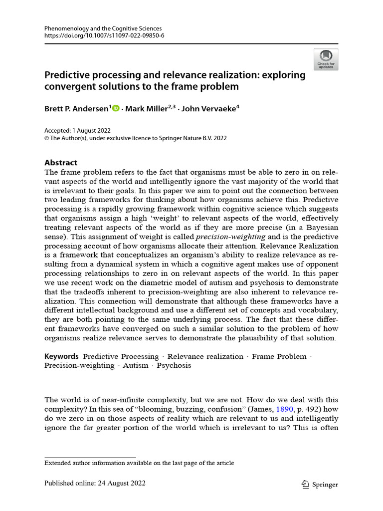 Predictive Processing & Relevance Realization | PDF | Perception | Top Down And Bottom Up Design