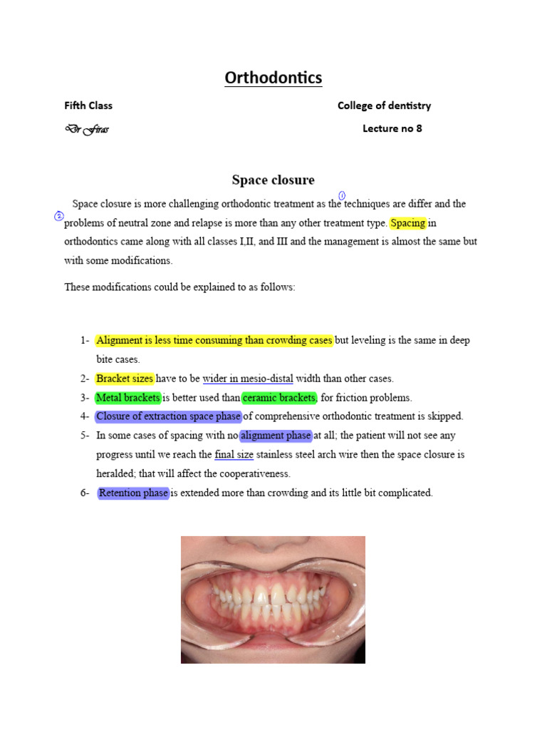 Orthodontics - 8th Lecture | PDF | Orthodontics | Dentistry Branches