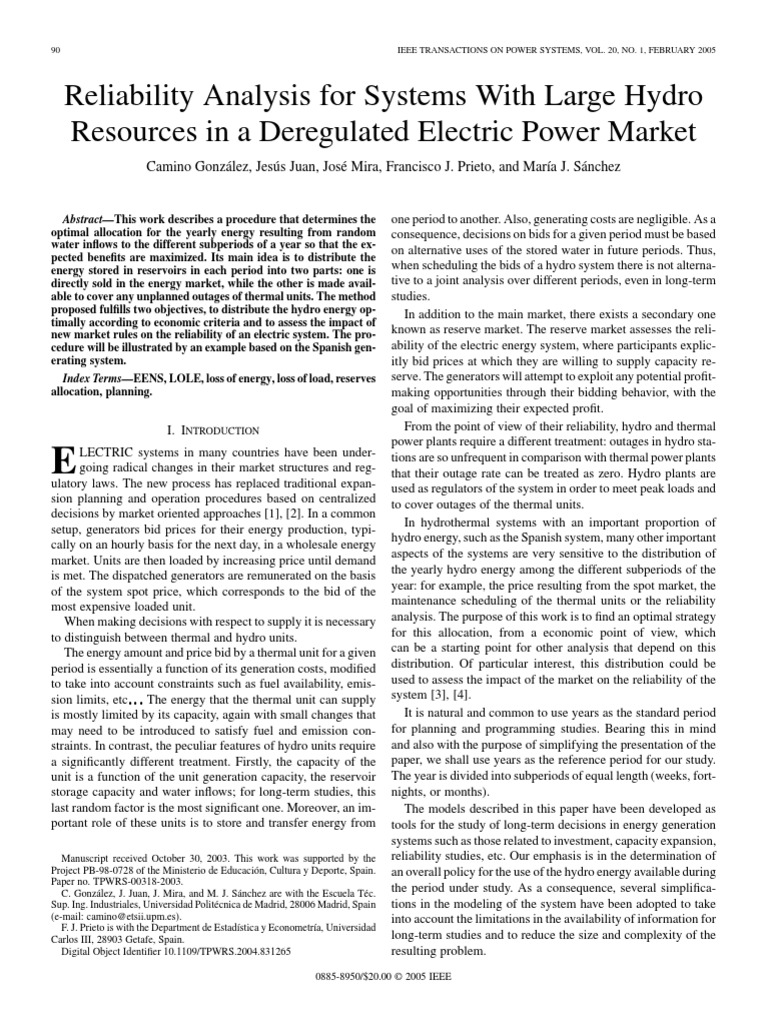 Reliability Analysis For Systems With Large Hydro Resources in A ...