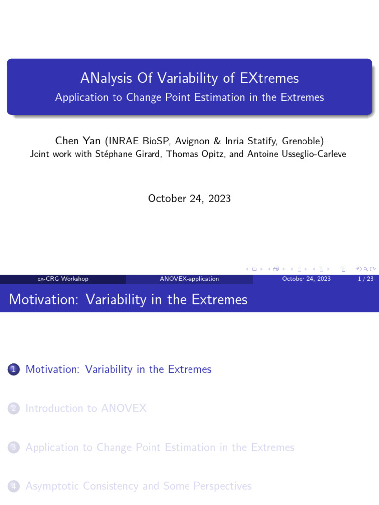 ANOVEX Change Point Estimation in Extremes | PDF