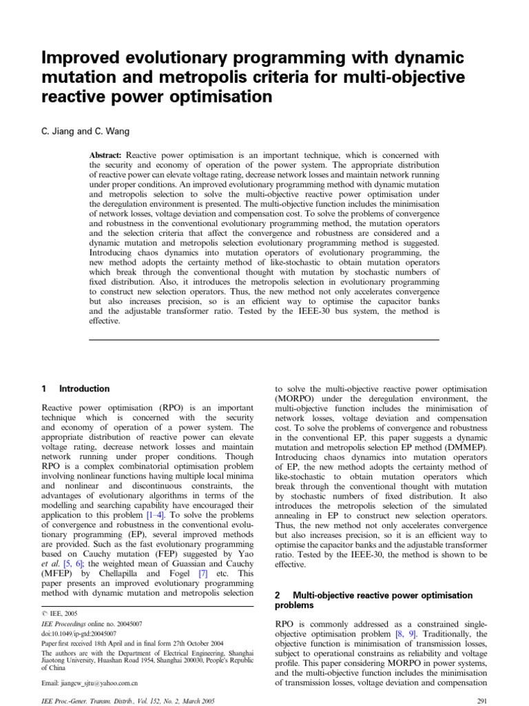 Improved Evolutionary Programming With Dynamic Mutation and Metropolis Criteria For Multi ...