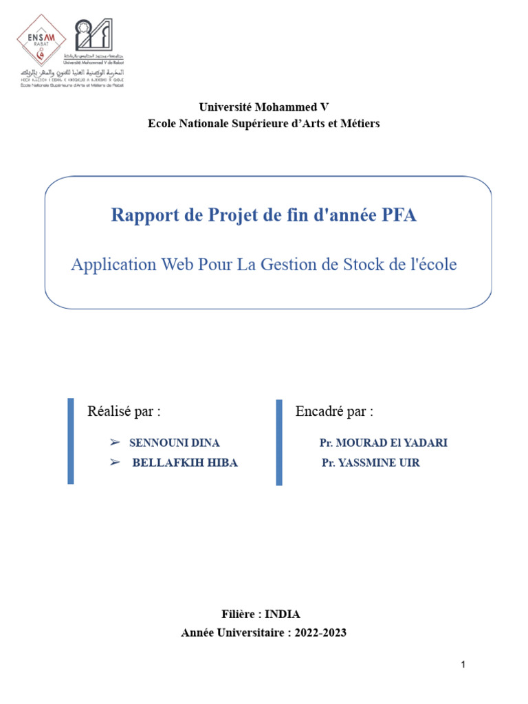 Rapport - PFA Gestion Des Stocks | PDF