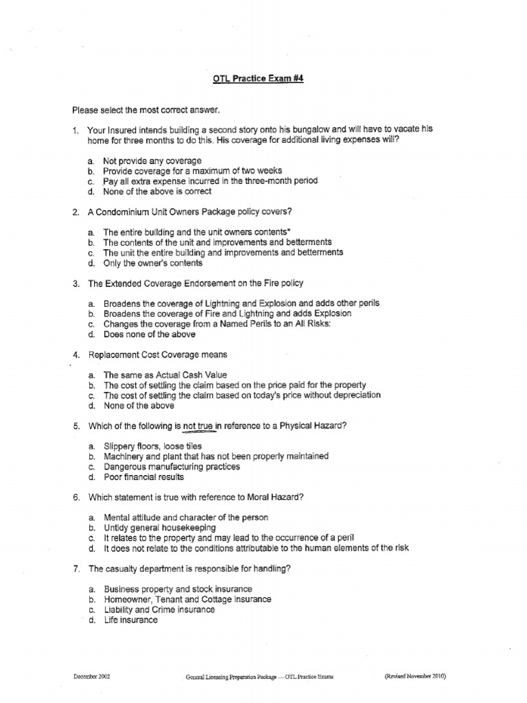 OTL Practice Exam #4 | PDF