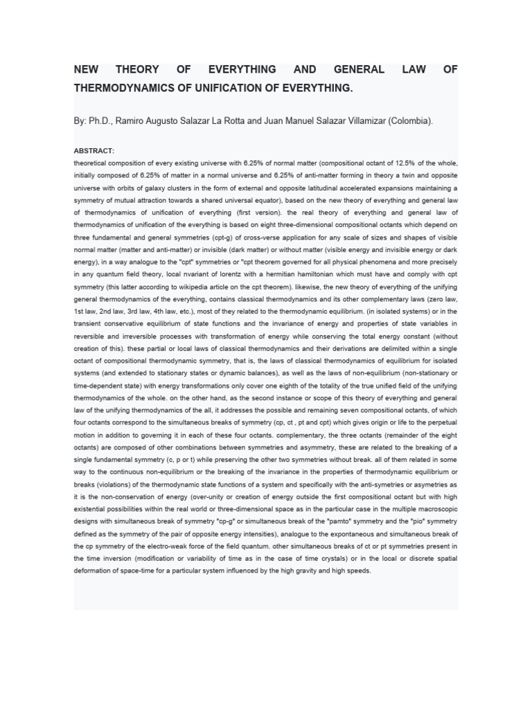 New Theory of Everything and General Law of Thermodynamics of ...