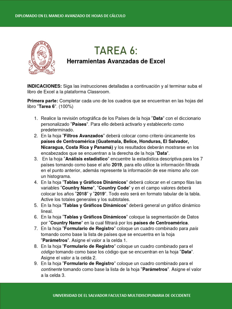 Documento Tarea 6 | PDF | Microsoft Excel | Macro (informática)