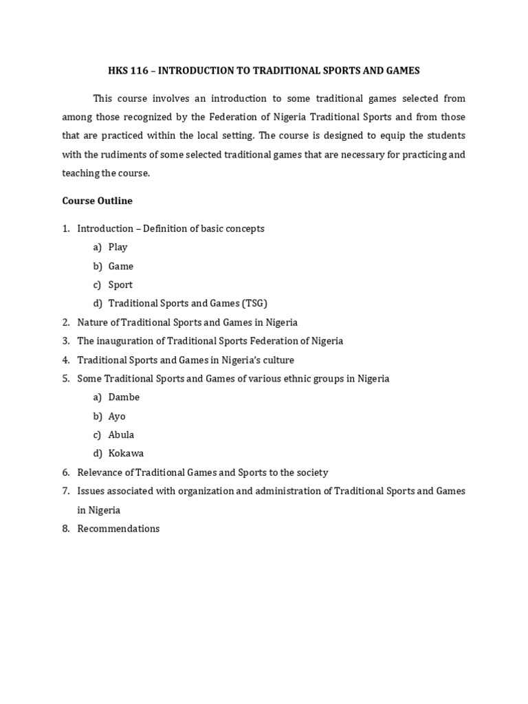 Traditional Sports in Nigeria: An Overview | PDF