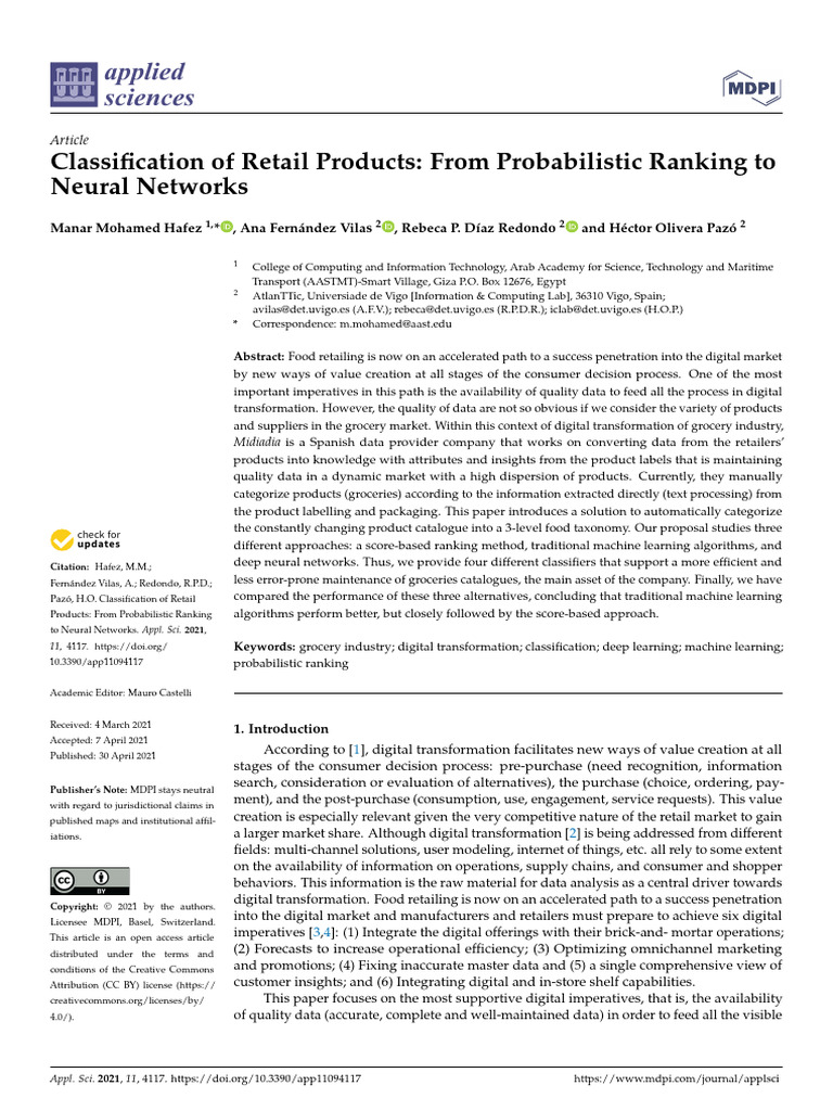 Classification of Retail Products From Probabilist | PDF | Deep ...