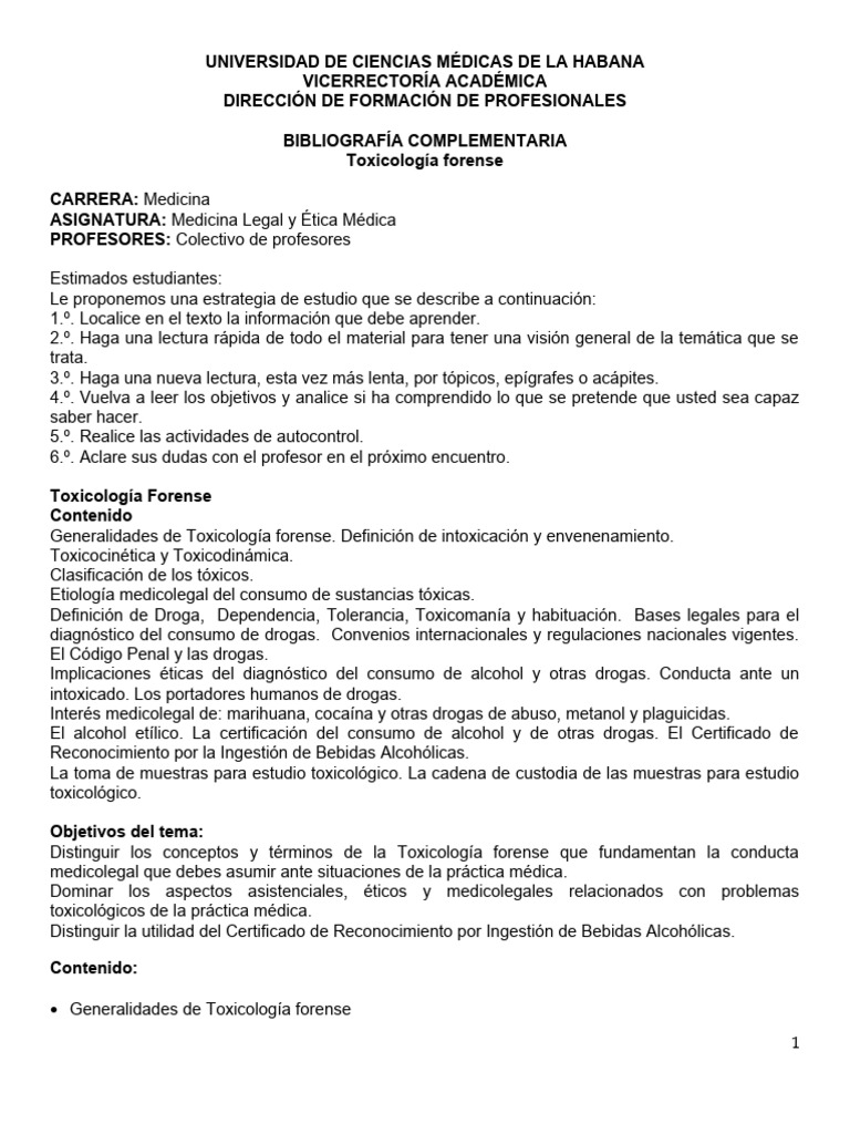 Toxicologia Bibliografia Complementaria | PDF