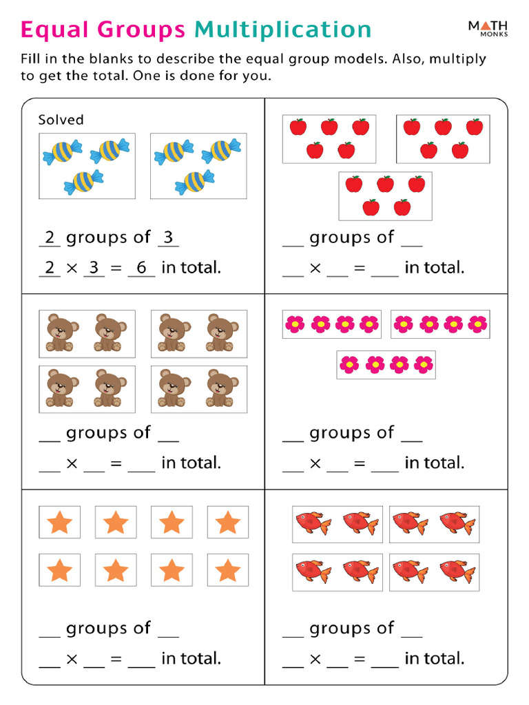 Equal Groups Multiplication Worksheets | PDF