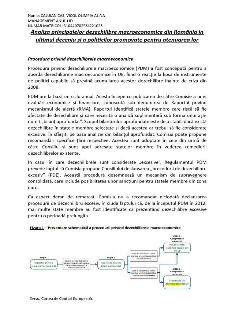 Analiza Principalelor Dezechilibre Macroeconomice Din România in ...