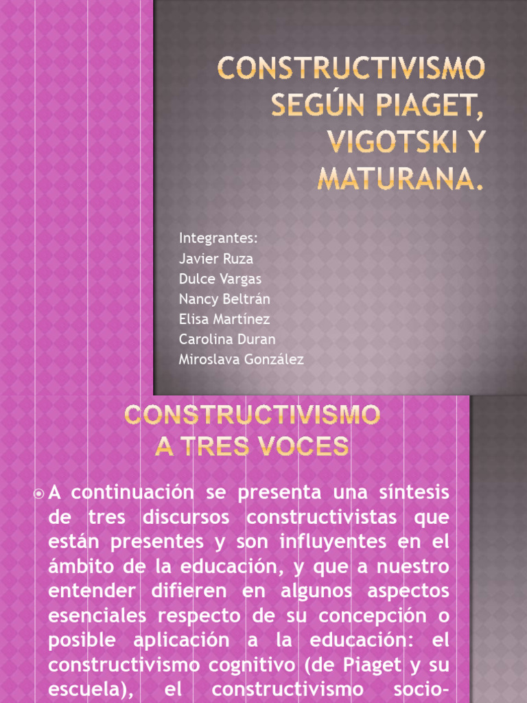 Constructivismo Piaget Vigotskiy Maturana | PDF | Aprendizaje | Sicología
