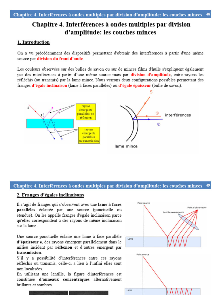CM Optique - Ondulatoire EILCO2022 Chap4 | PDF