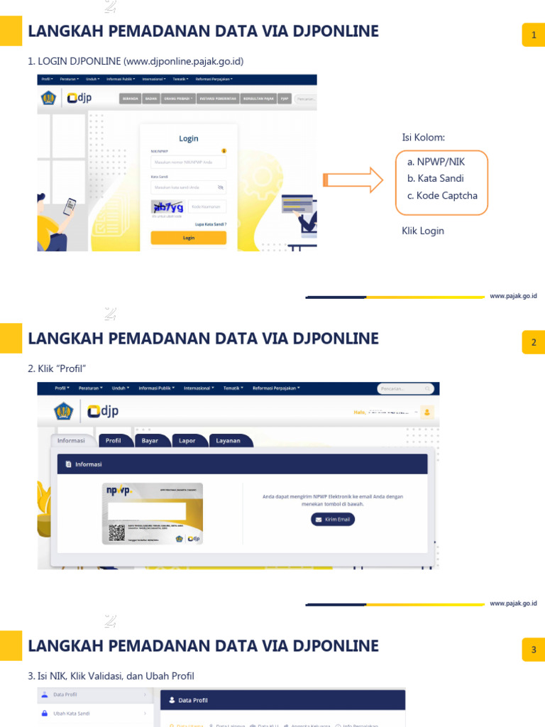 Langkah Pemadanan NPWP Dengan NIK DJP Online | PDF