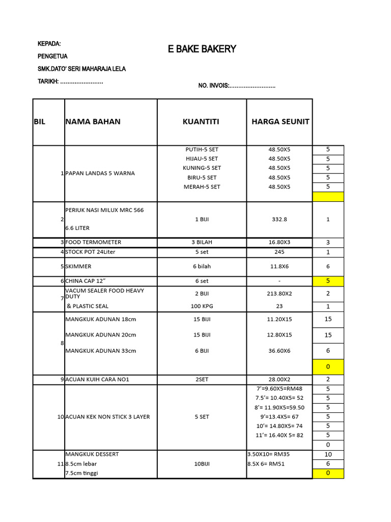Quotation Barang SMK Maharaja Lela-1 | PDF