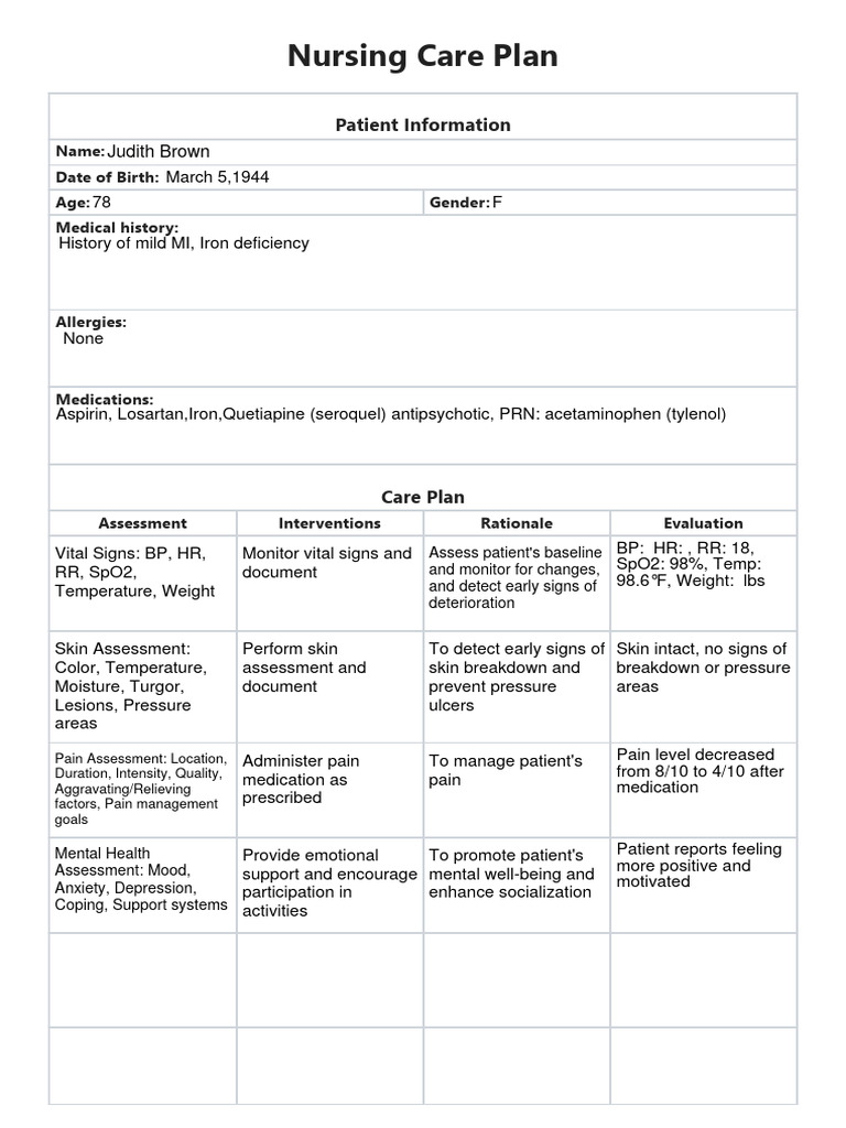 Nursing Care Plan Example | PDF