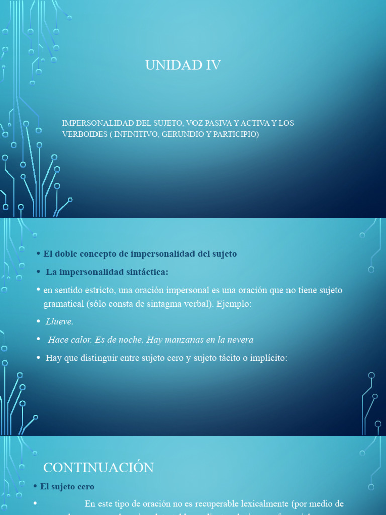 Impersonalidad Del Sujeto, Voz Pasiva y Activa | PDF | Asunto ...