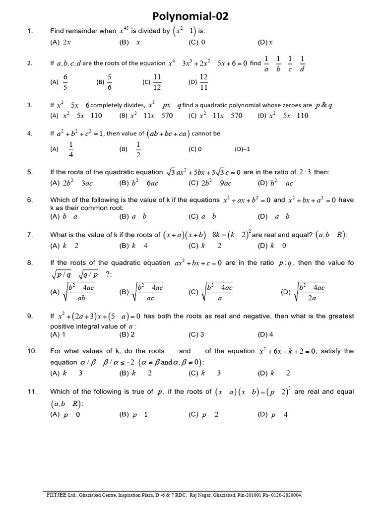 Polynomial | PDF | Quadratic Equation | Zero Of A Function
