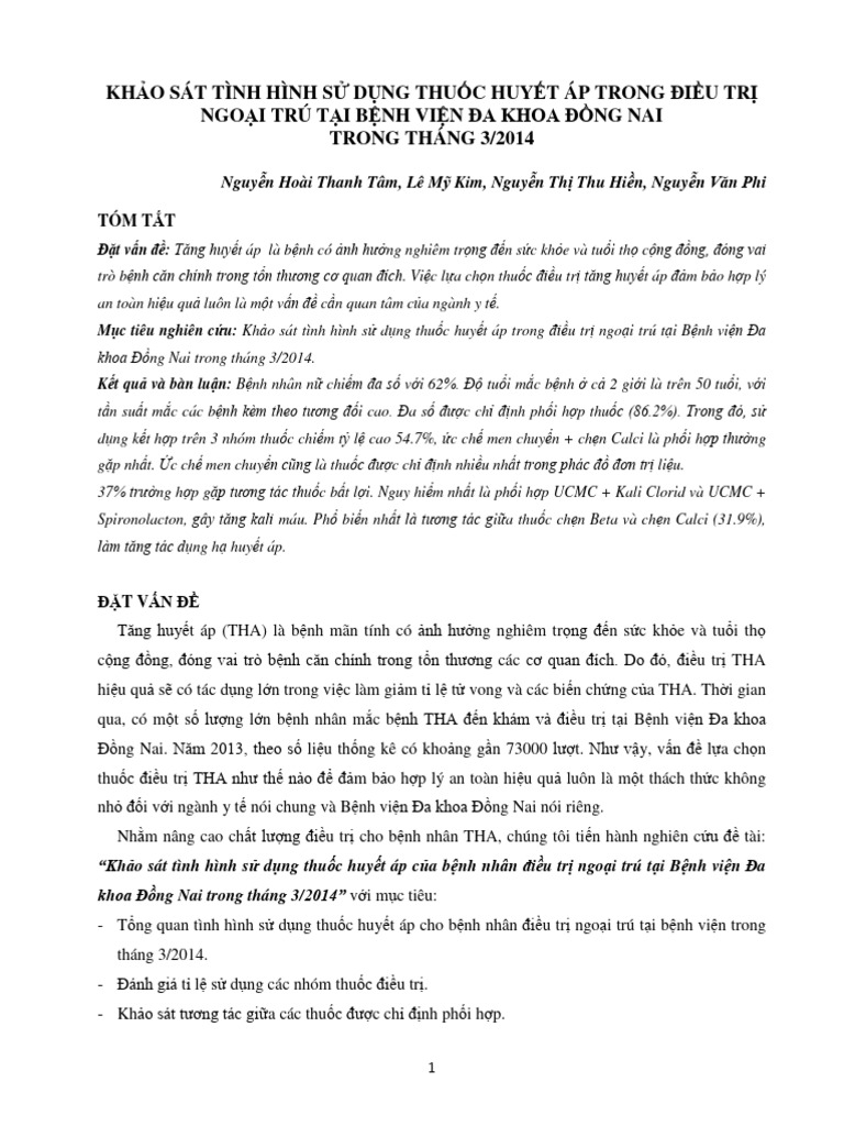 Khao Sat Tinh Hinh Su Dung Thuoc Huyet Ap | PDF