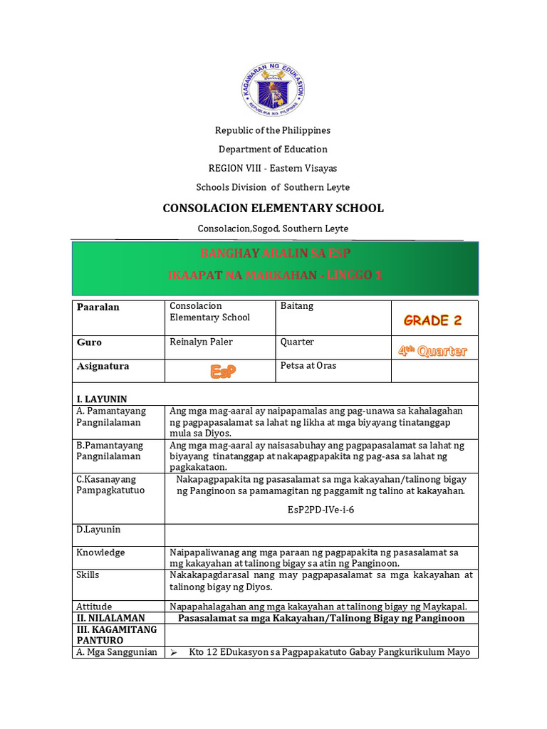 Grade 2 - LP (ESP) 2 | PDF