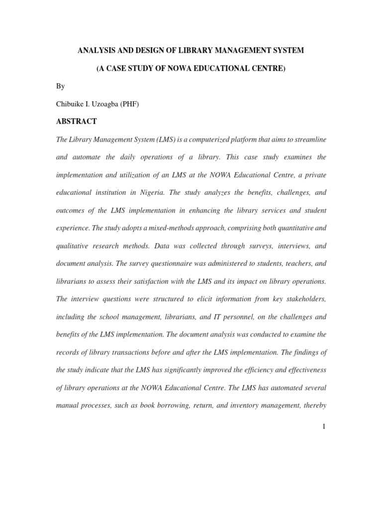 Analysis and Design of Library Managemen | PDF | Libraries | Survey ...