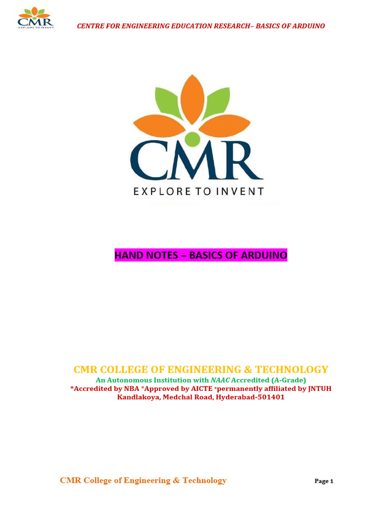 Hands Notes - Basics of Arduino | PDF | Arduino | Installation ...