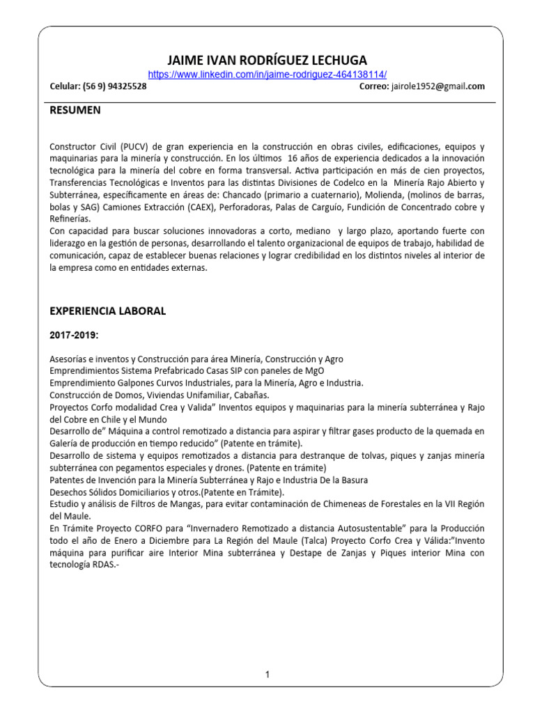 CV JAIME RODRÍGUEZ Rev 9 31 AGOSTO 2022 | PDF