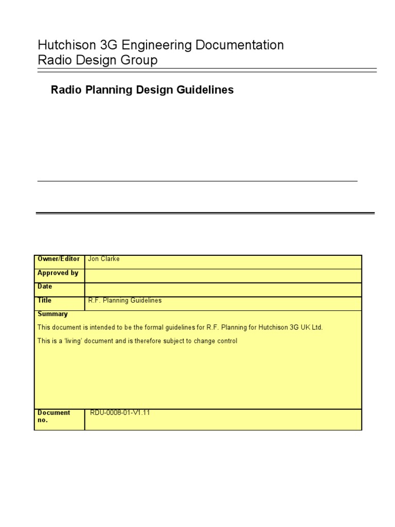 Radio Planning Design Guidelines (RDU-0008-01 V1.11) | PDF