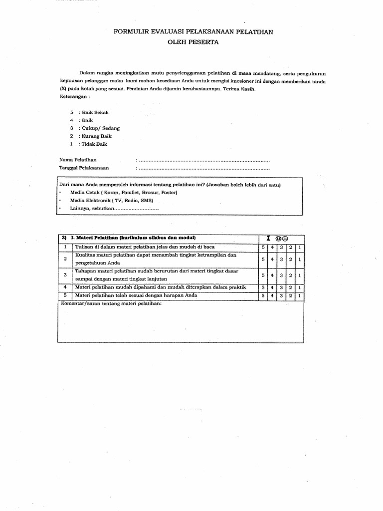 Formulir Evaluasi | PDF