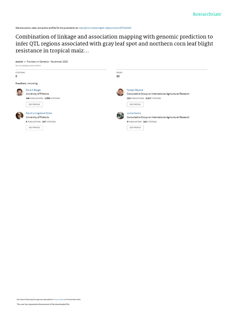 2023 Omondietal Gls TLB QTL Gwas Gs | PDF | Quantitative Trait Locus ...