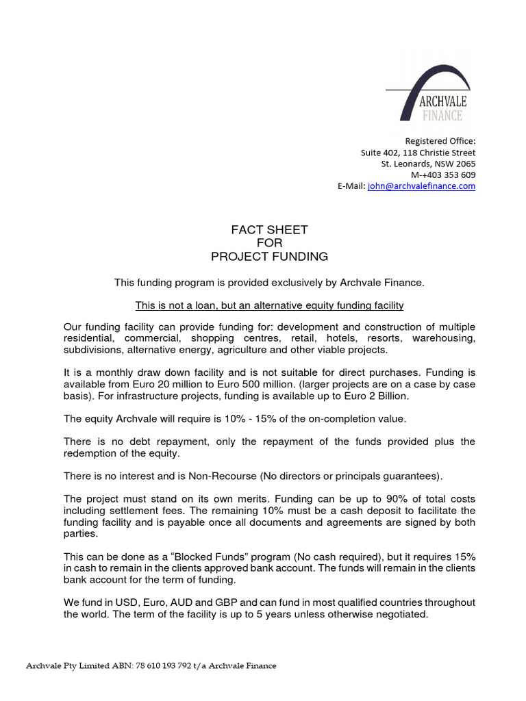 Archvale Fact Sheet (2) 26.06.23 | PDF | Equity (Finance) | Banks