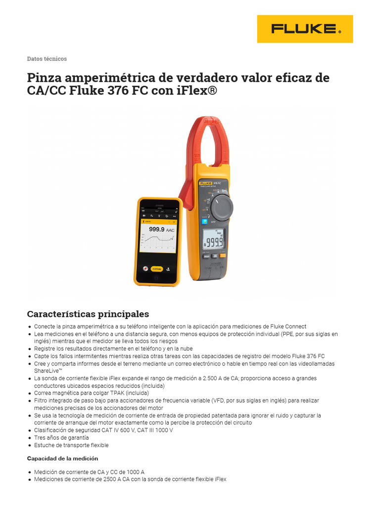 Fluke - 376FC - Ficha Técnica | PDF | Tecnología