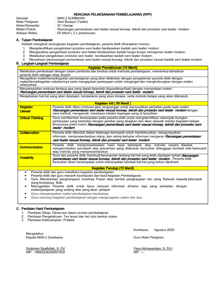 3 RPP SBD (Teater) SEM. 2 - WWW - Kherysuryawan.id | PDF