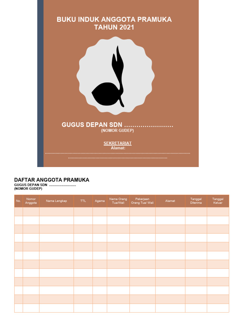 Contoh Format Buku Induk Anggota Pramuka Terbaru | PDF