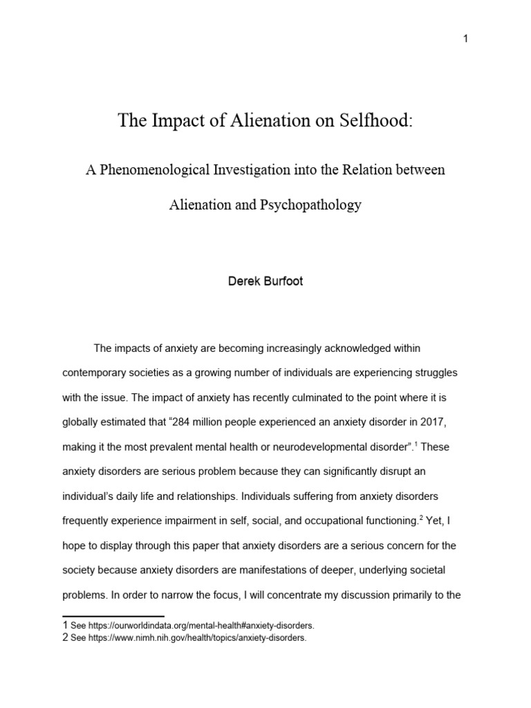 Impact of Alienation On Selfhood - Edition 3 - Editing 1 | PDF | Philosophy