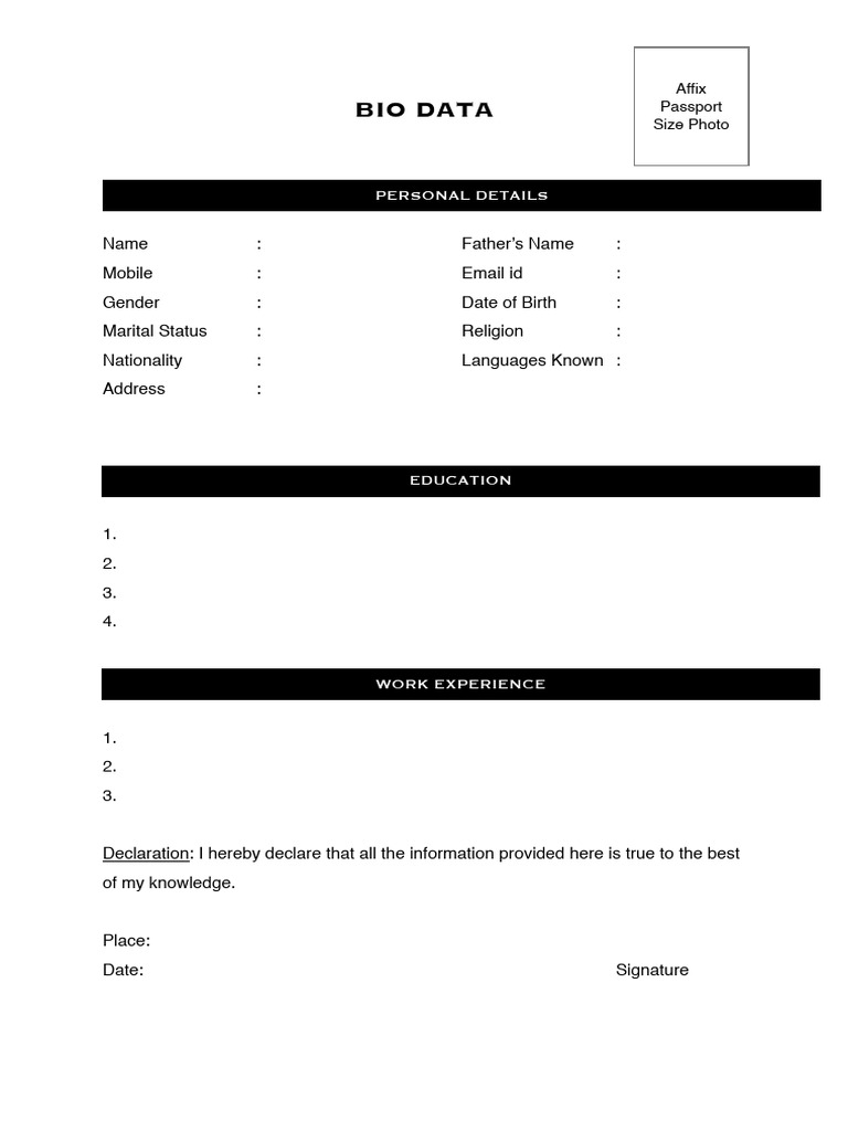 Bio Data Job 5 | PDF