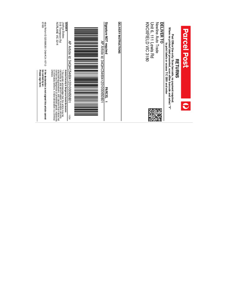 Return Shipping Label | Download Free PDF | Receipt | United States ...