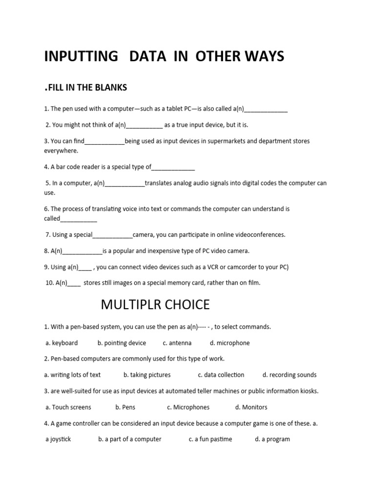 Inputting Data in Other Ways | PDF | Image Scanner | Personal Computers