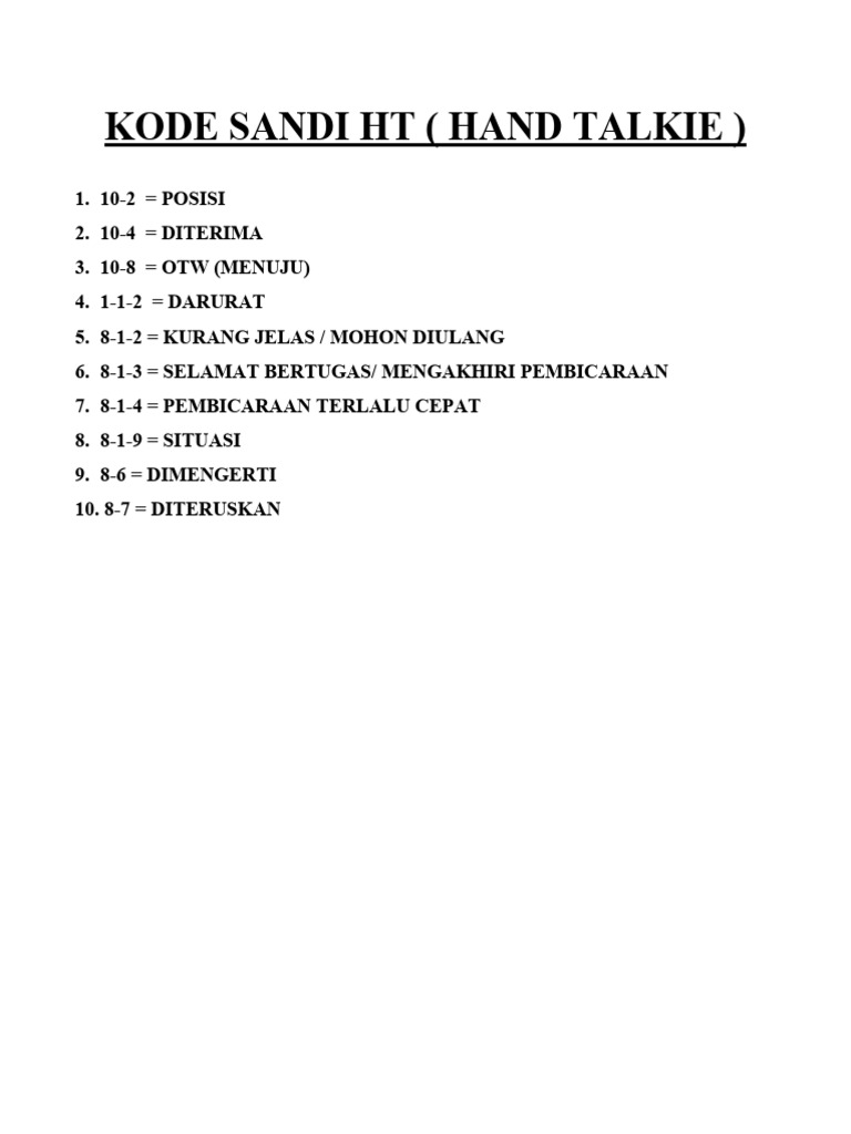 Kode Sandi HT | PDF