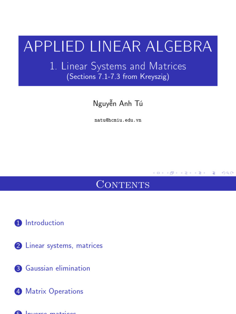 1 - Linear Systems, Matrices | PDF