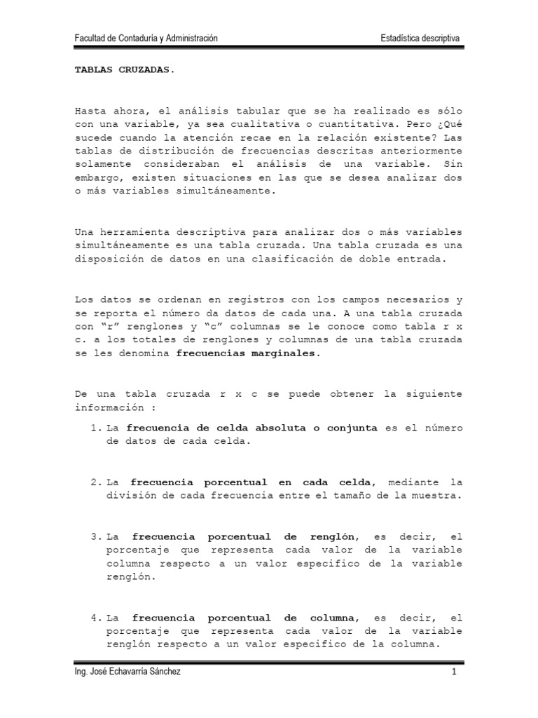 Tablas Cruzadas | PDF