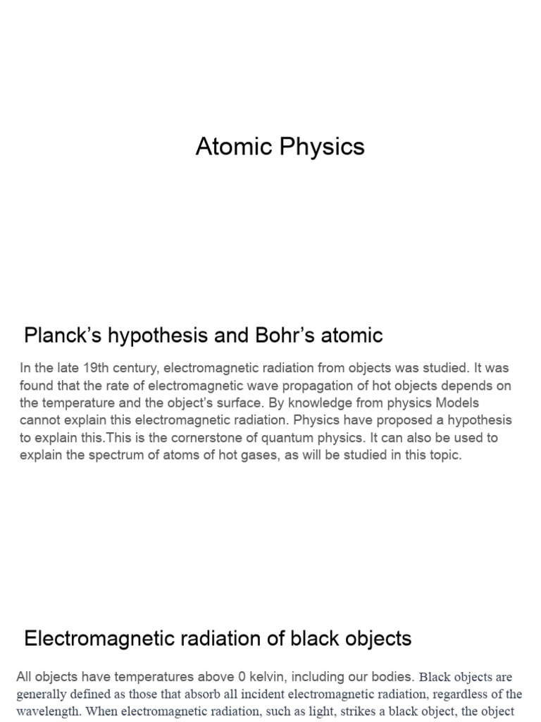 Atomic Physics M6 | PDF | Electromagnetic Radiation | Energy Level