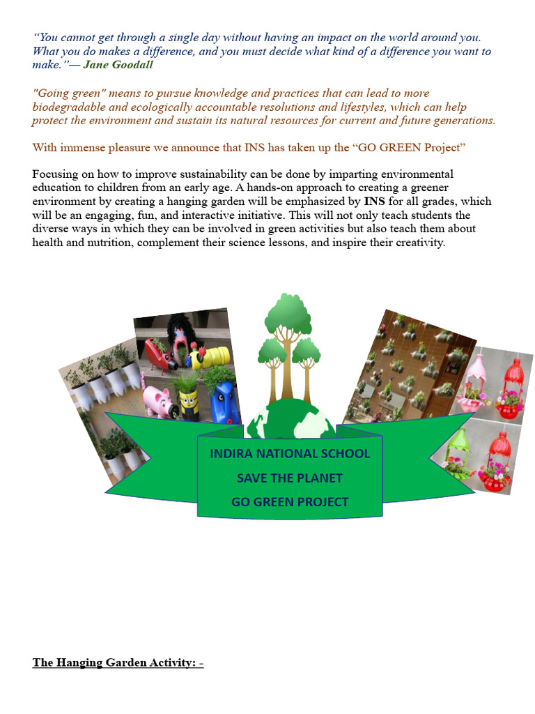 Go Green Project: Hanging Garden Initiative | PDF | Wellness