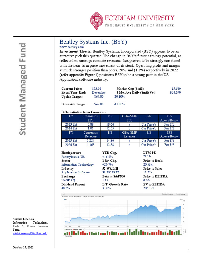 BSY Equity Research - Writing Sample | PDF